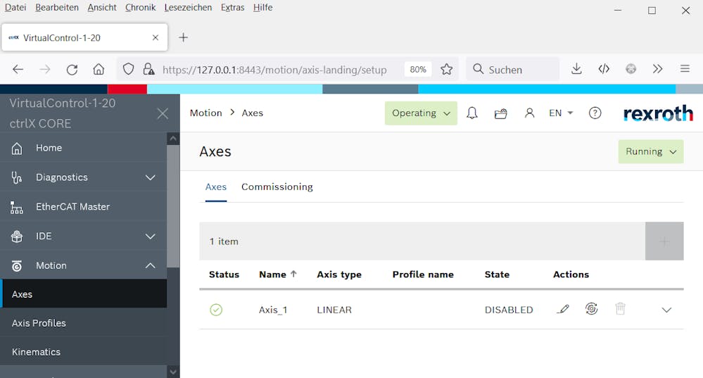 How do we configure Virtual axis