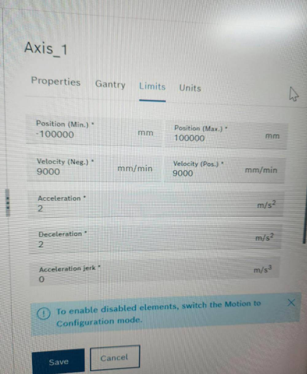 Axis Motion Limits in CoreX