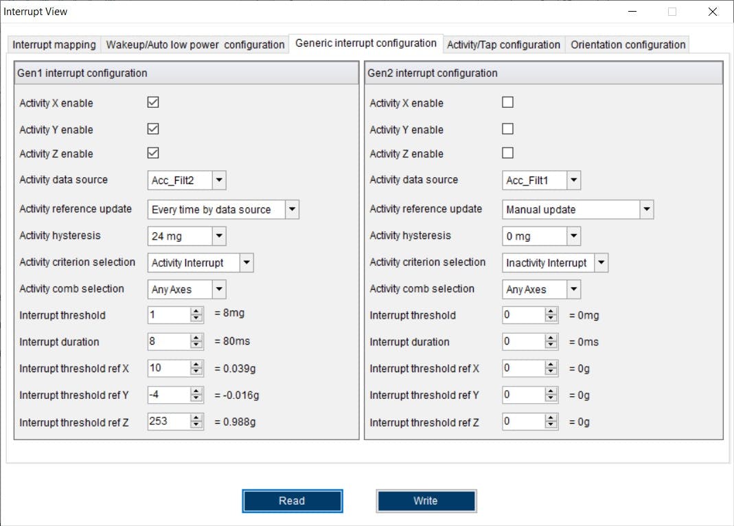 BMA400: noise performance, falsely activity detection interrupts.