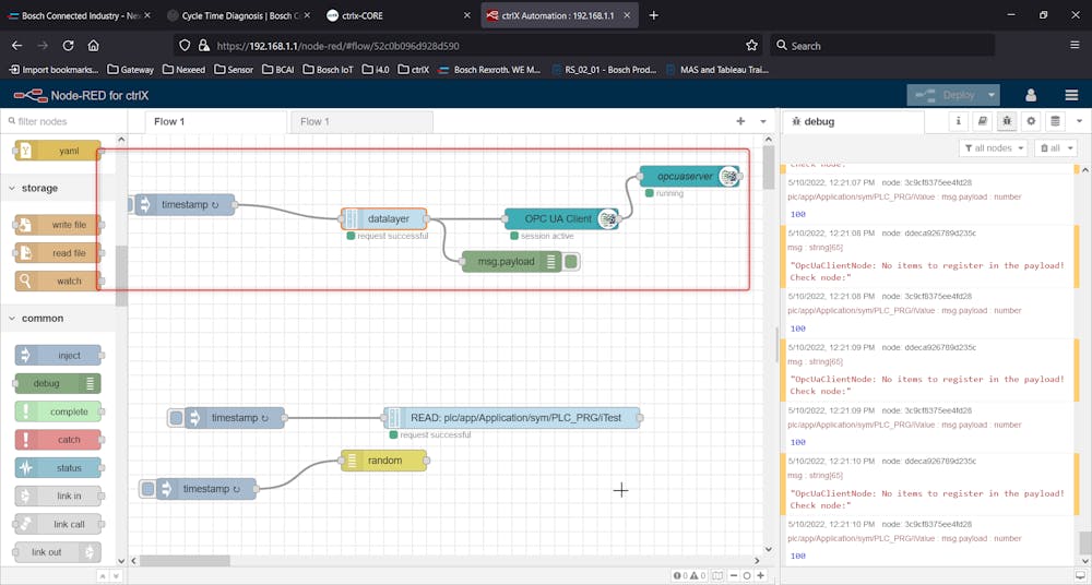 How to build node id on OPC UA server with Node red?