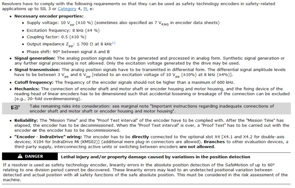 Use of Resolver as a Safemotion Encoder