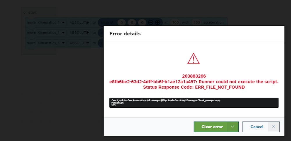 Script not found when starting code from IDE