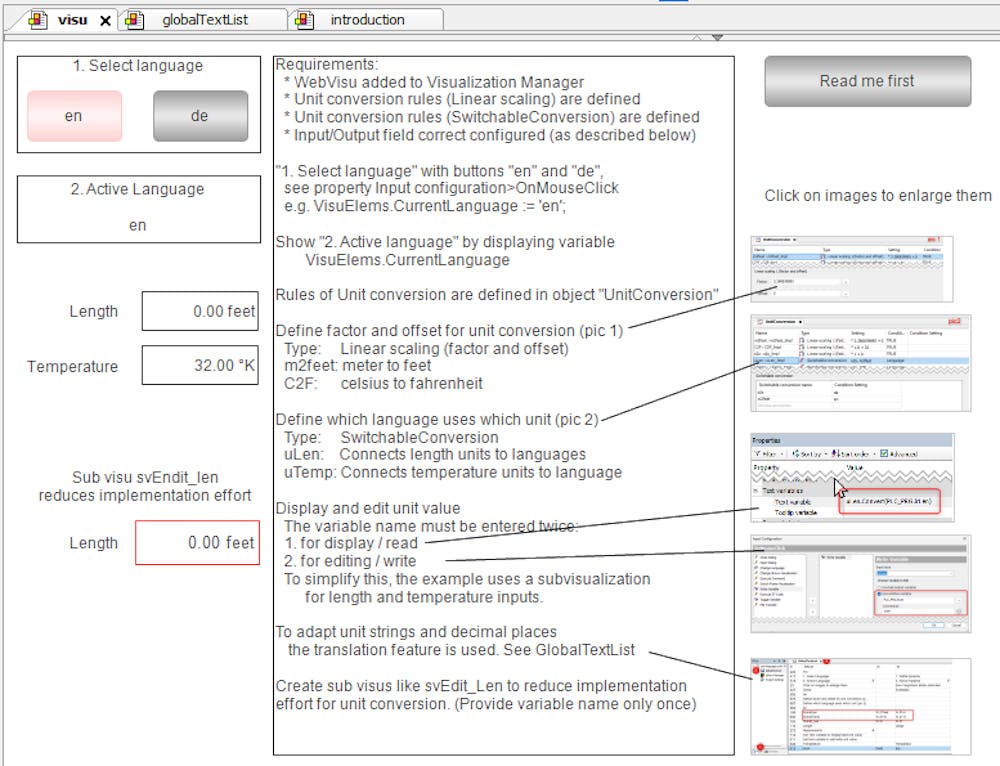 HowTo change language with unit conversion in WebVisu