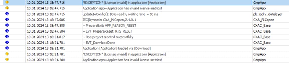 PLC Load Exception due to invalid license