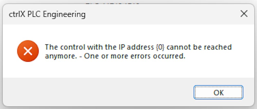 PLC project save error
