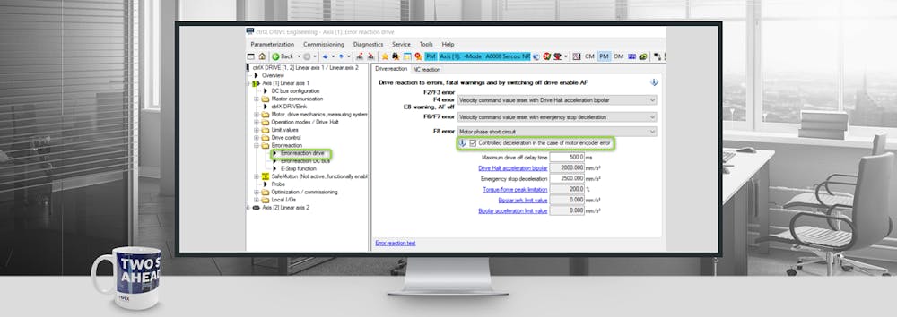 Use Sensorless deceleration in the case of encoder error at ctrlX DRIVE