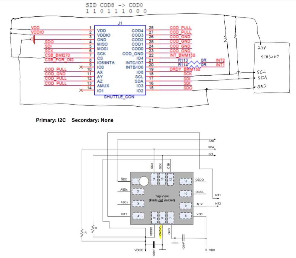 BMI270 Wiring with MCU for I2C Connection