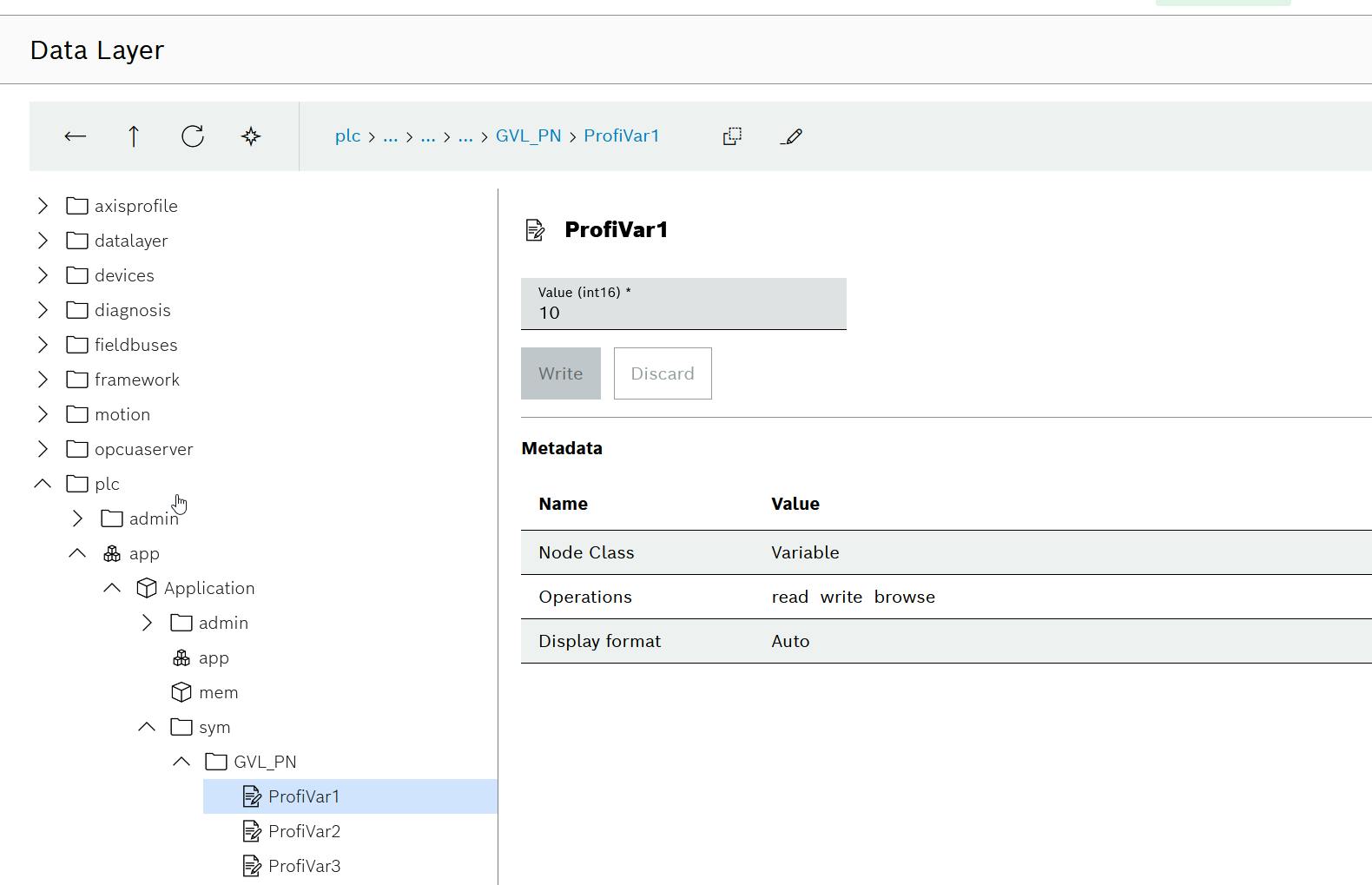 How can PROFINET variables from PLC application be mapped into the data ...