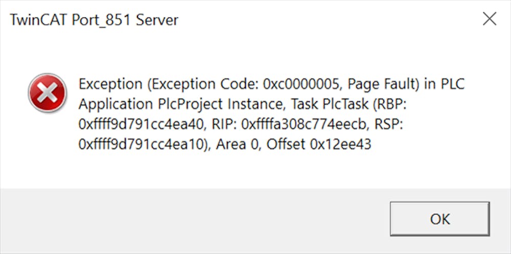 OpconBase Page Fault Exception