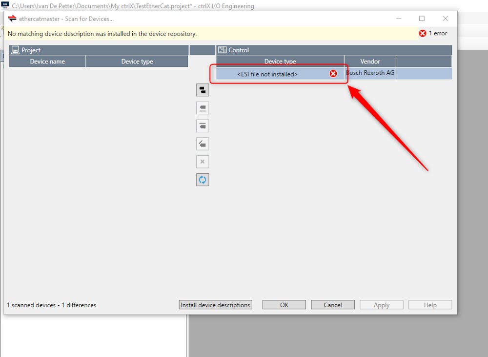 ctrlX IO : scan for SafeX C12 on EtherCat