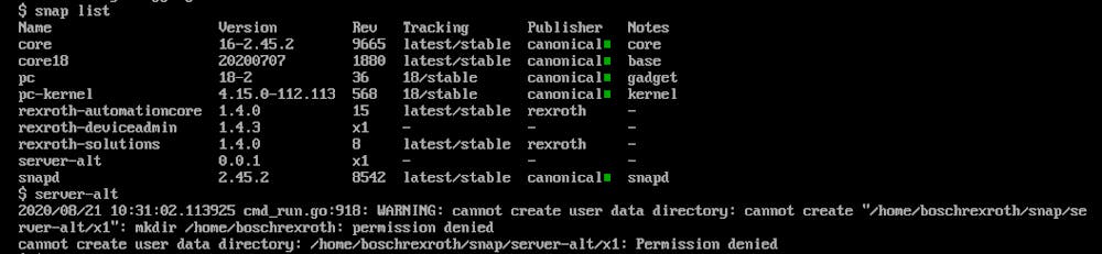 Running snap on virtual ctrlX CORE