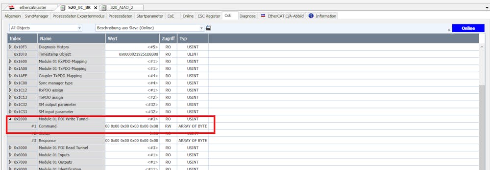 Configuring S20 Modules through PDI Write Tunnel with ctrlX I/O Engineering