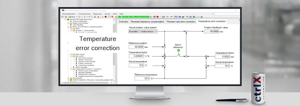 Use temperature error correction at ctrlX DRIVE
