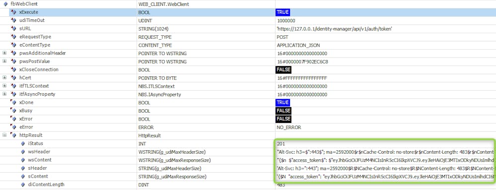 Problem with WebClient PUT (400 Bad Request) command FB from CODESYS IIoT libraries
