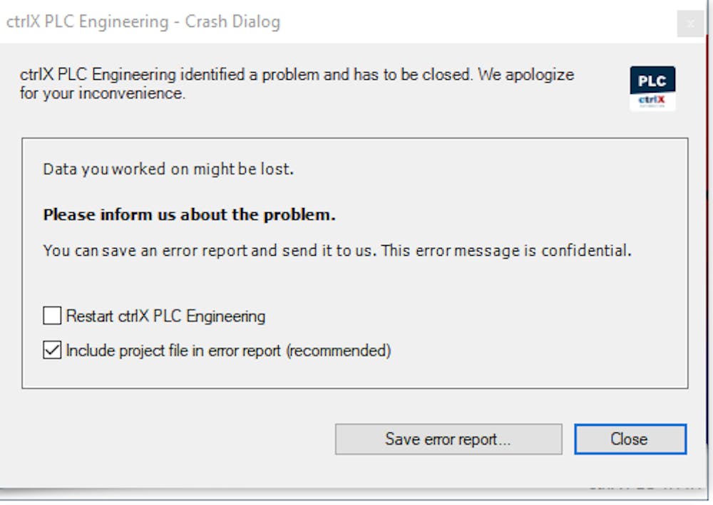 ctrlX PLC crash after Ethernet/IP package installation