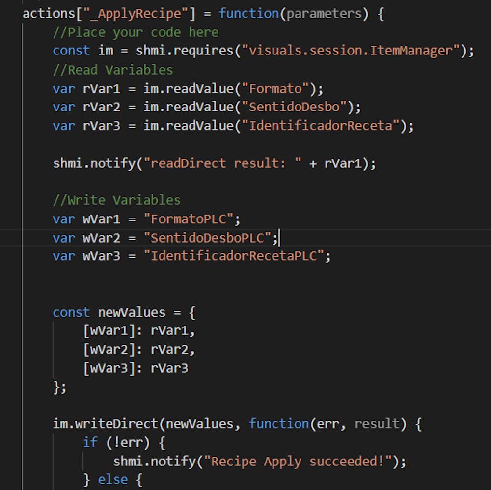 Read and write multiple variables with a UI-Action