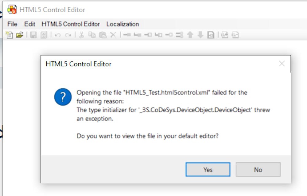HTML5 Control Editor: DeviceObject execption
