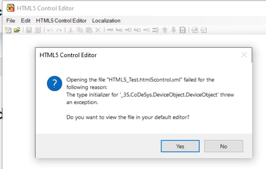 HTML5 Control Editor: DeviceObject execption