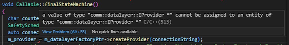 a value of type "Provider *" cannot be assigned to an entity of type ...