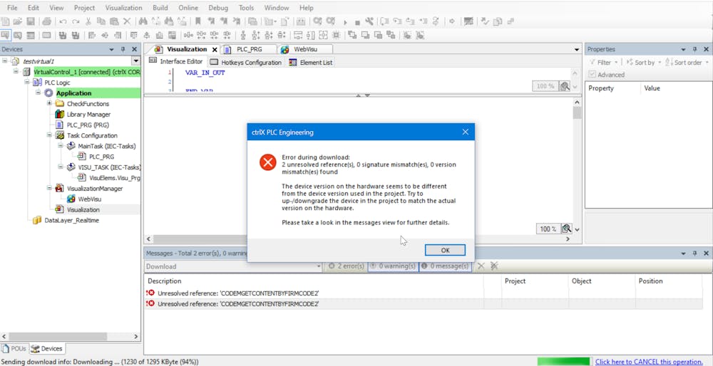 CtrlX core virtual Webvisu possible?