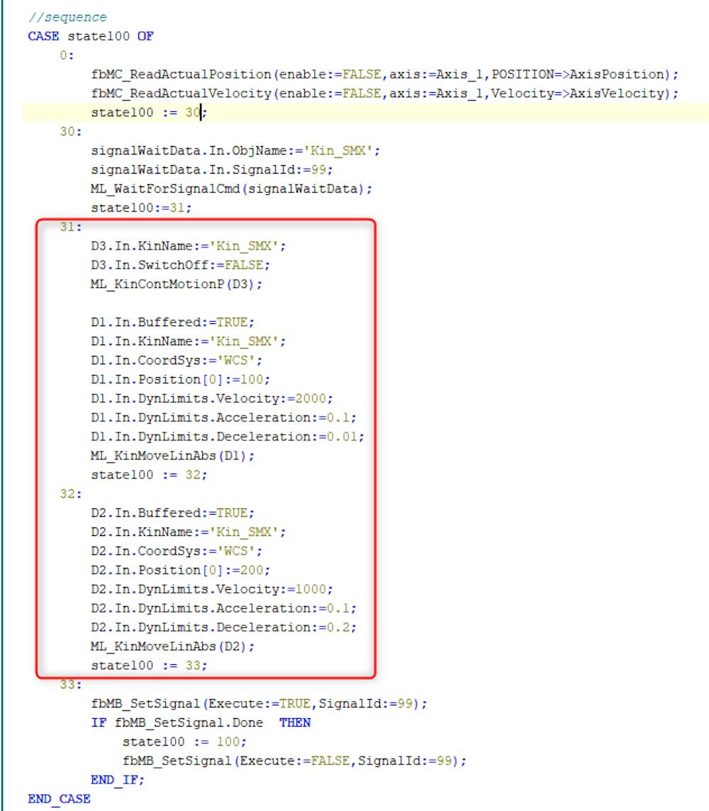 The rules of the continuous kinematics movement command?