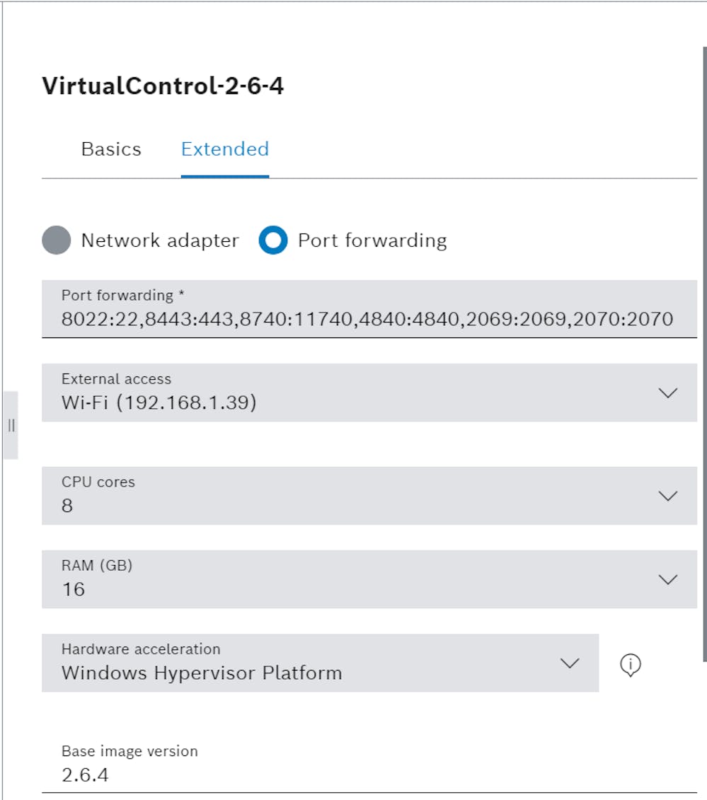 Disk space ctrlX CORE virtual