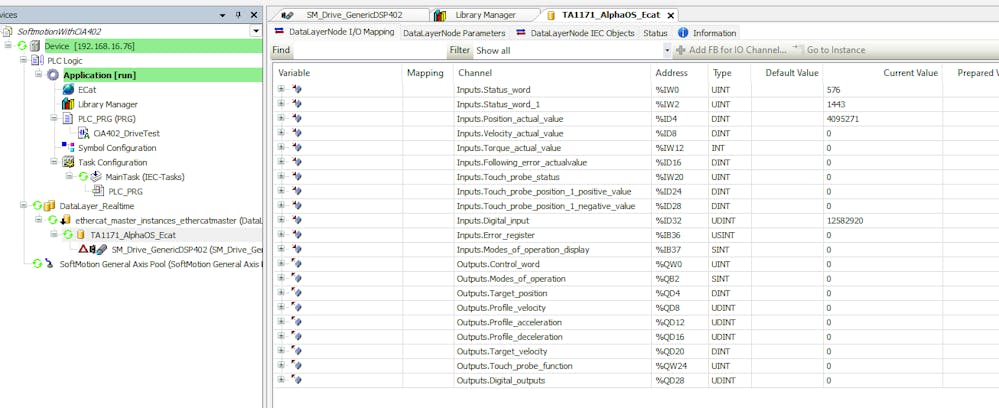 Softmotion Coe Axis (CiA402) - SM_Drive_ETC_GenericDSP402: Configuration error