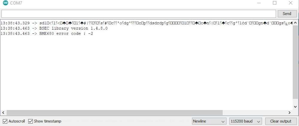 "BME680 error code : -2" using the basic example of the BSEC Library on a NodeMcu ESP8266
