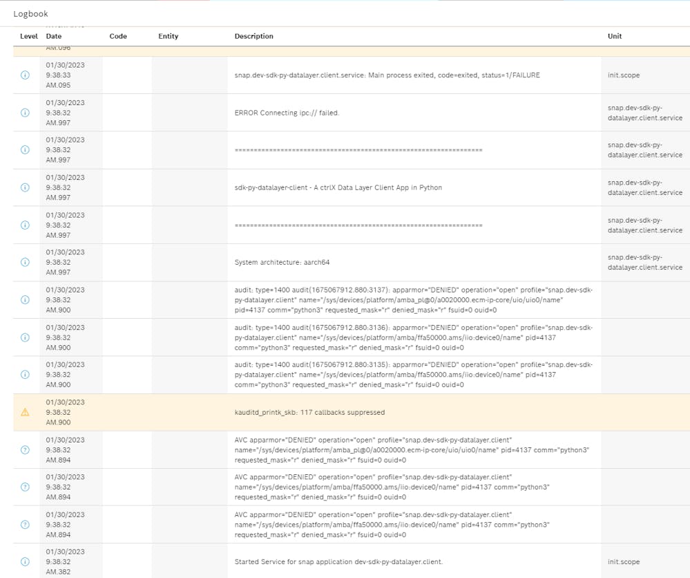 Python snap unable to connect to datalayer