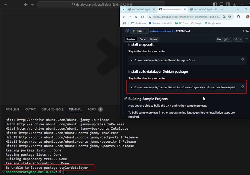 Unable to locate package ctrlx-datalayer SDK2.6