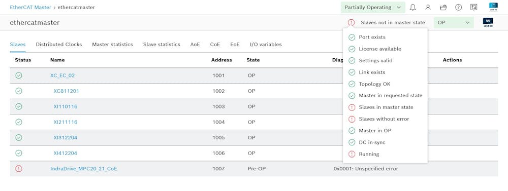 CtrlX CORE could not switch IndraDrive into OP status by EtherCAT CoE