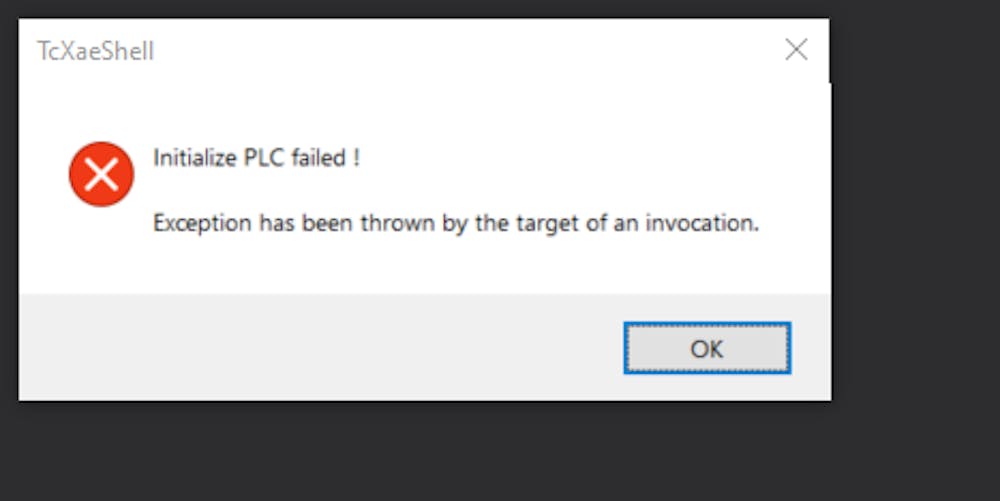 Initialize PLC Failed - Exception has been thrown by the target of an invocation