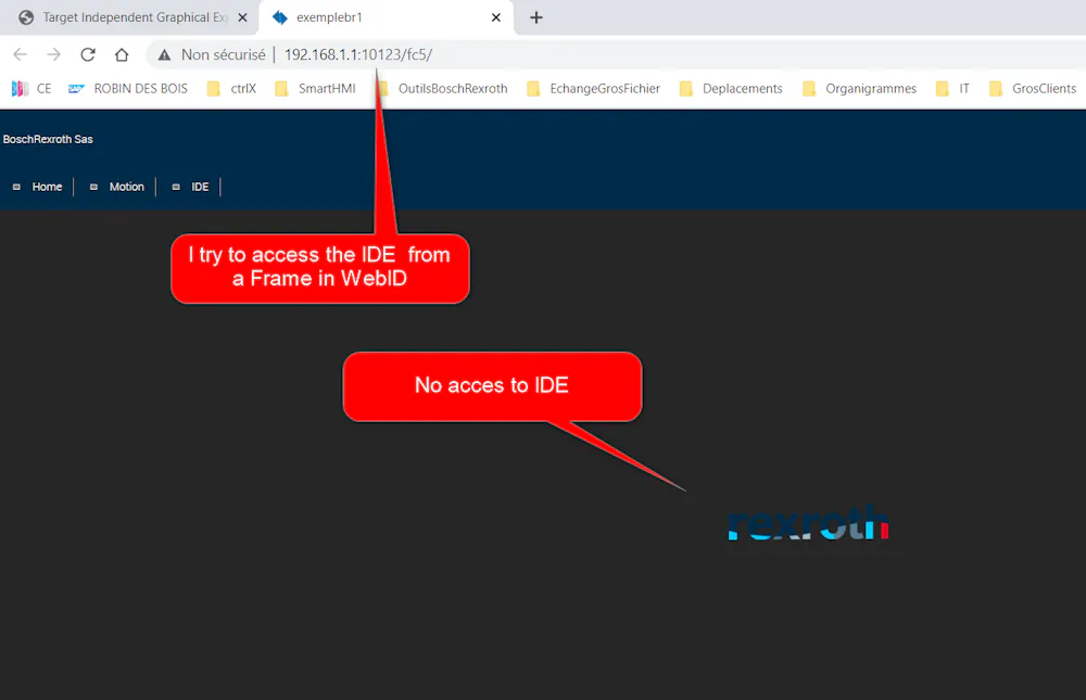 Access to IDE with a Frame in WebIQ