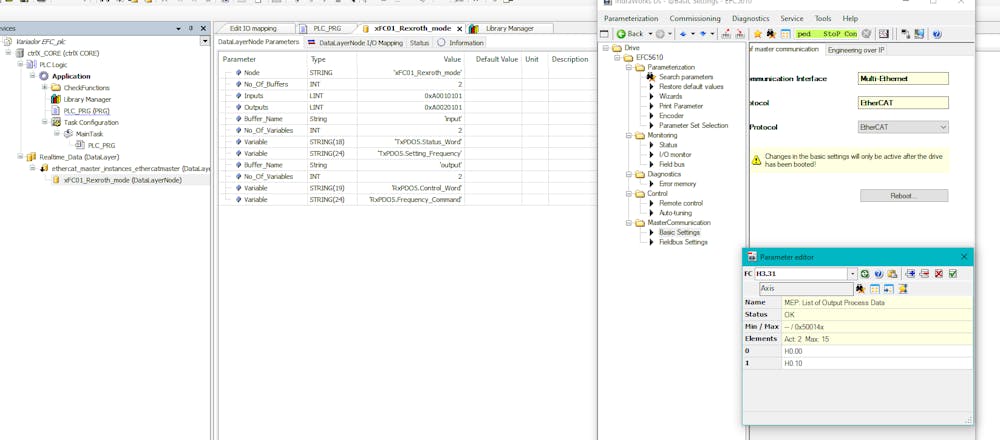 Read more parameters in the EFC with Ethercat CoE