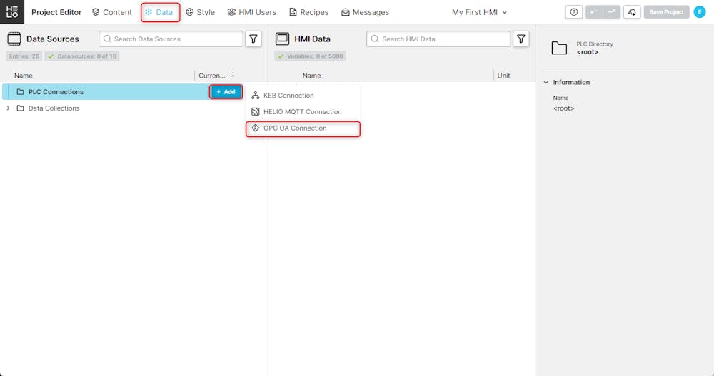 How to create a secure connection to the ctrlX OPC UA Server using HELIO