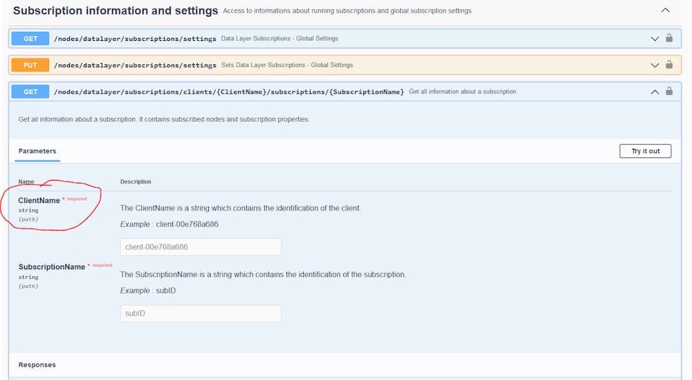ClientName parameter for data layer subscription information API