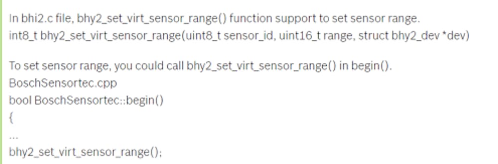How to configure acceleration range of Nicla Sense ME (BHI260AP)?