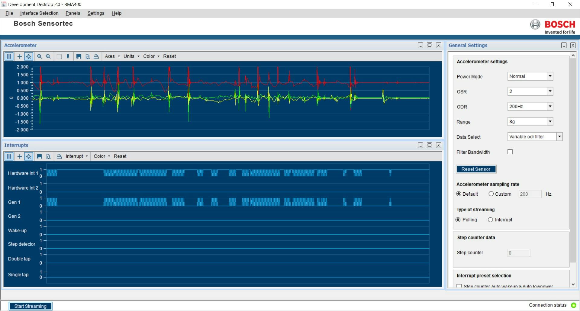 BMA400: noise performance, falsely activity detection interrupts.