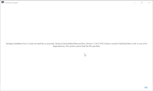CtrlX Works 1.20.8 could not install adaption package.