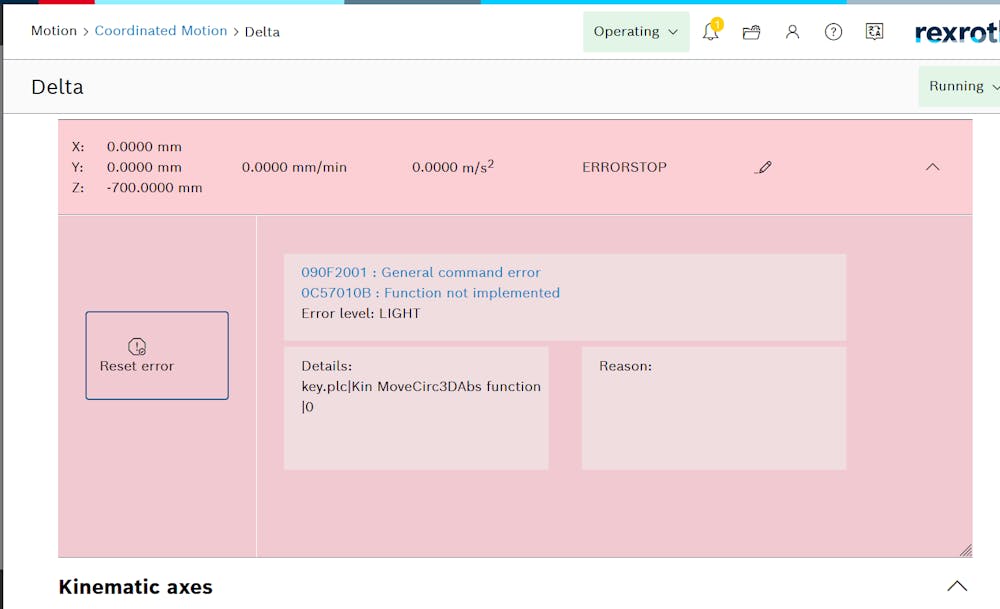 Kinematic Circular Interpolation using function ML_KinMoveCircleData3D